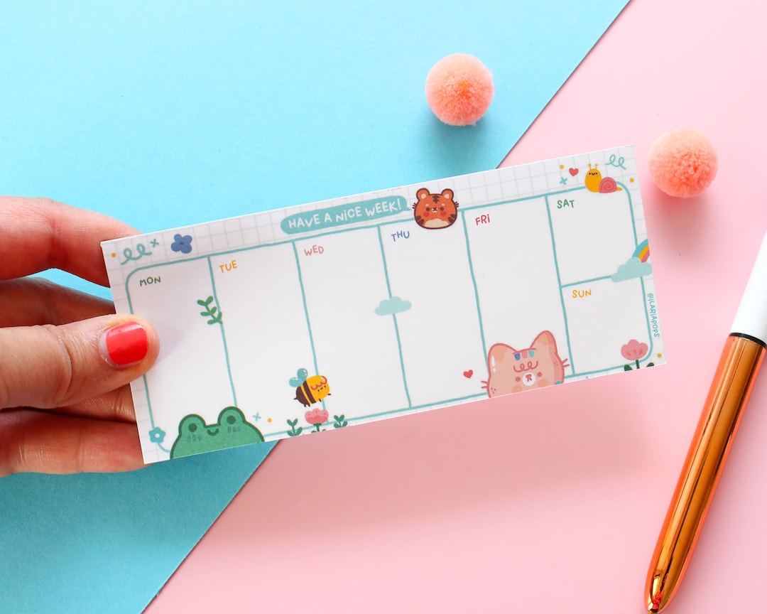SECONDS* Mini Weekly Planner 50x Sheets, 62 X 148 Mm, Kawaii Notepad ...