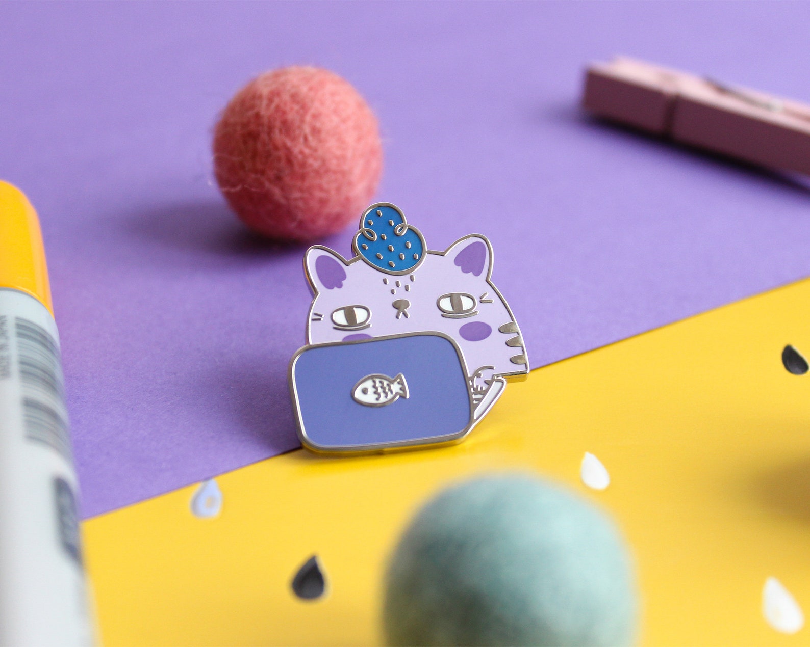 Nerd Cat Hard Enamel Pin With Silver Nickel Plating 28mm | Etsy