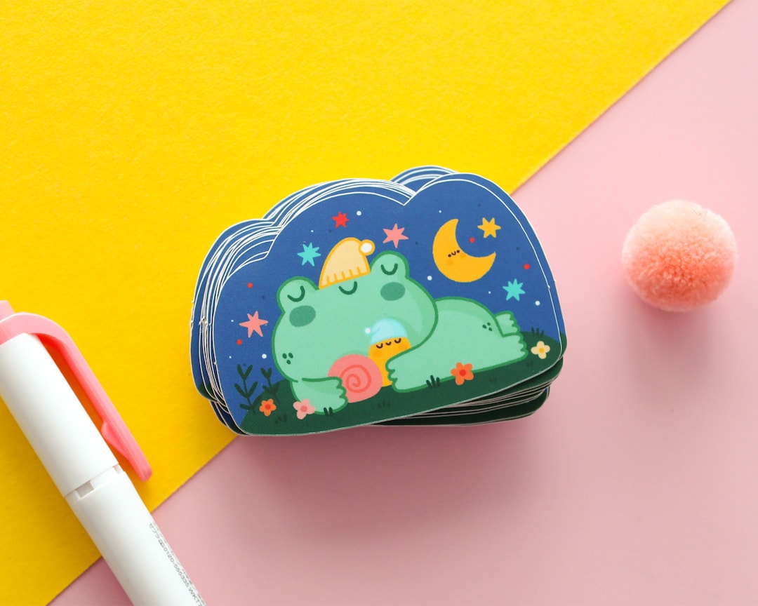 Charming Kawaii Vinyl Sticker "moonlight Nap" - Cute Illustration for ...