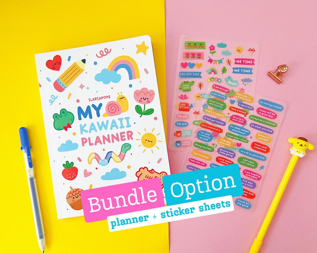 Weekly Planner Undated Bundle Option, Kawaii Illustrated Planner With ...