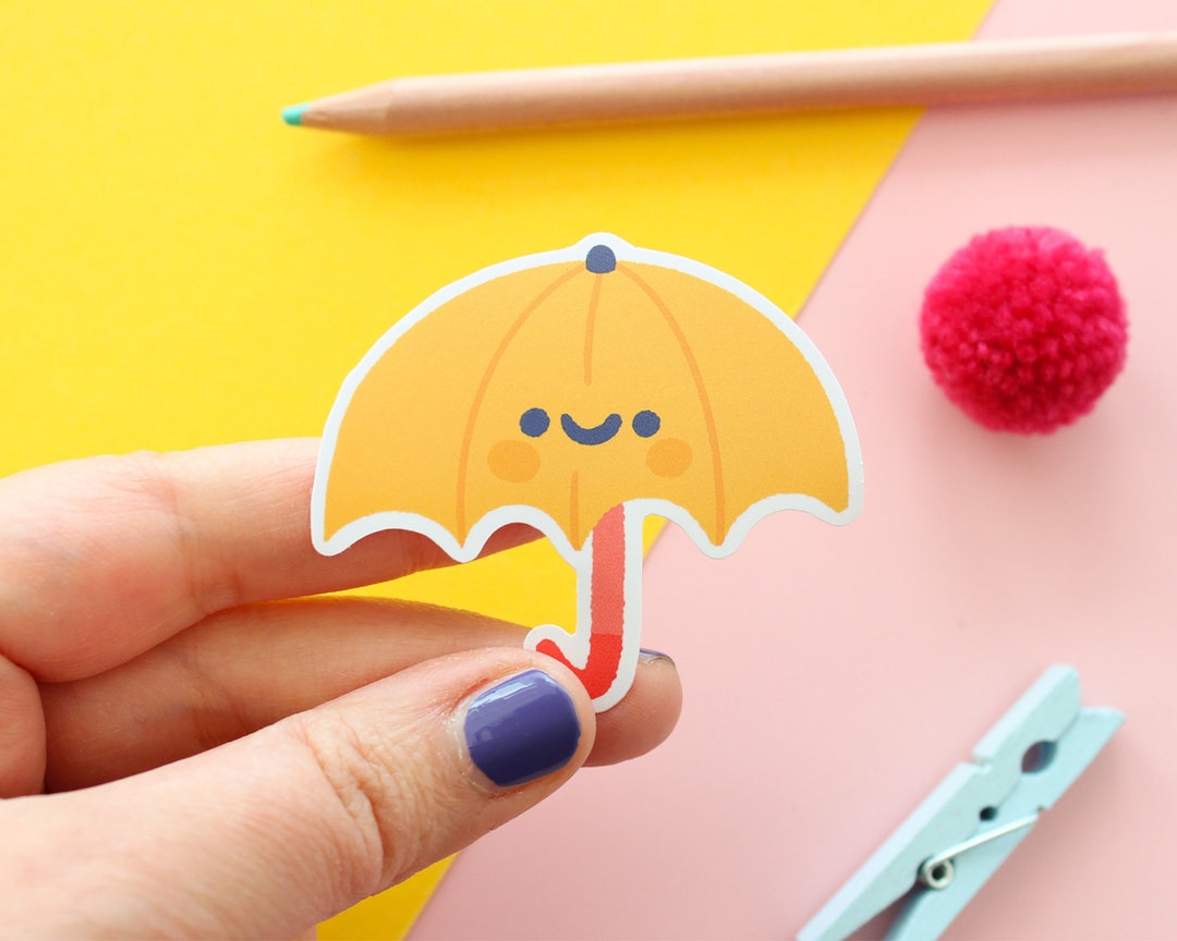 Yellow Umbrella Sticker, Waterproof Matte Vinyl Die-cut - Etsy