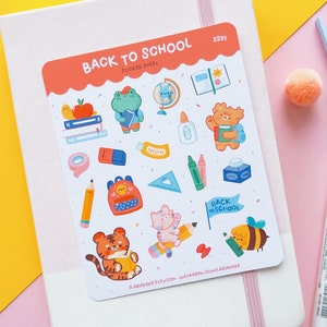 Kawaii Back to School Waterproof Sticker Sheet - Etsy