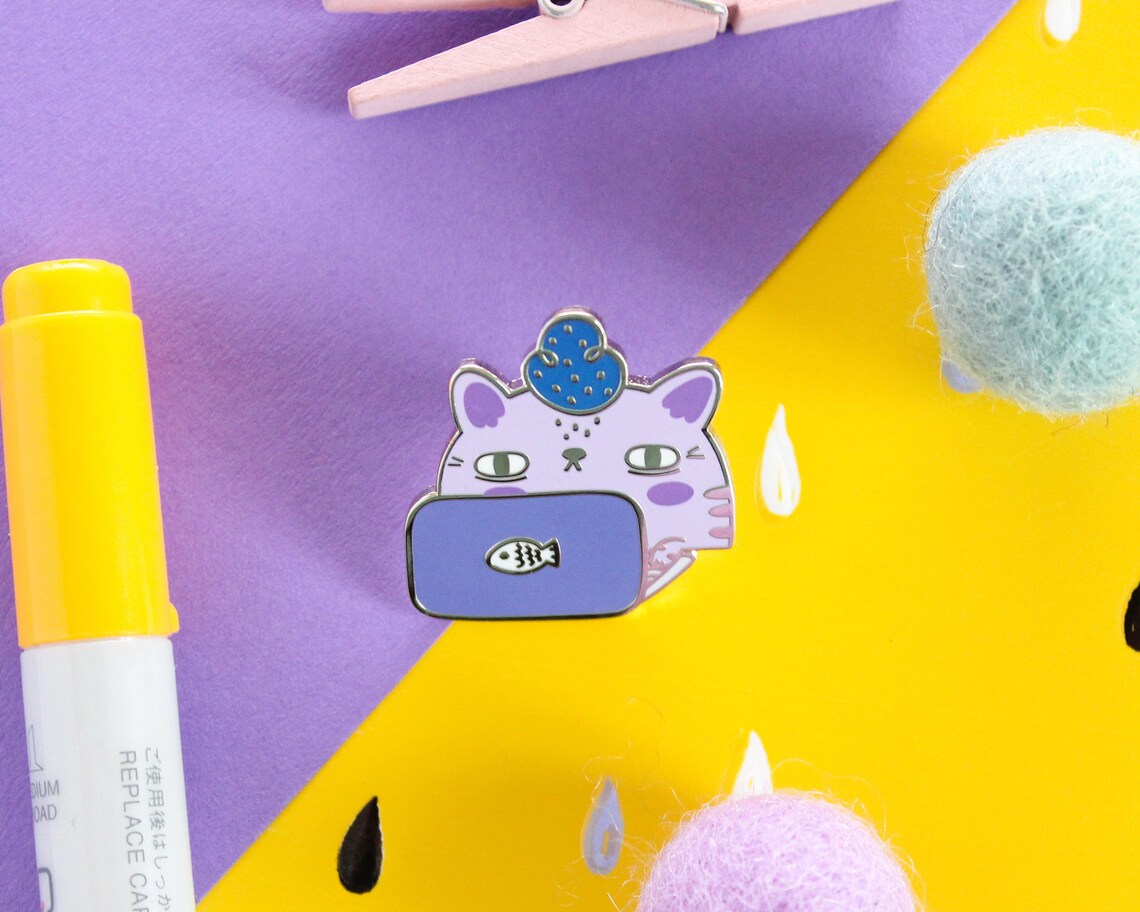 Nerd Cat Hard Enamel Pin With Silver Nickel Plating 28mm | Etsy