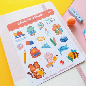 Kawaii Sticker Sheet "back to School", Set of 19 Cute Vinyl Stickers ...