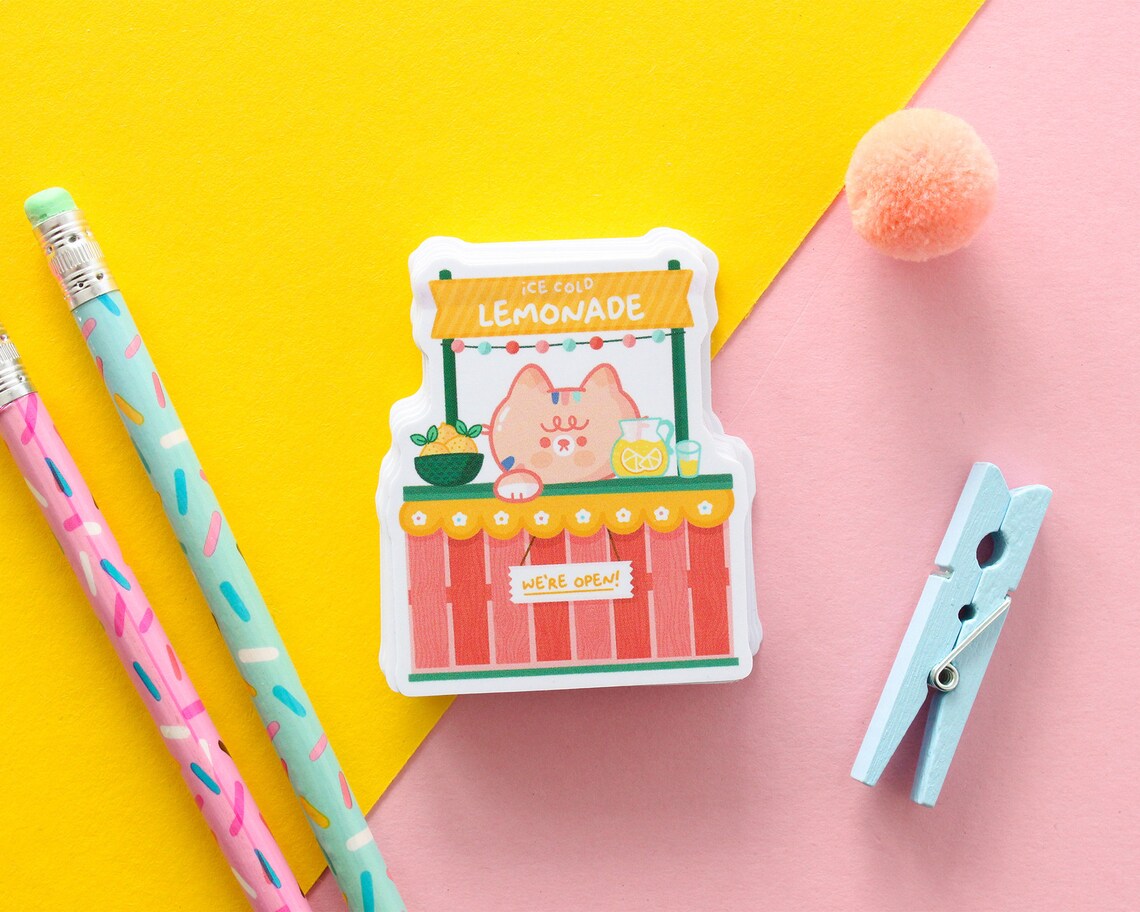 Mango the Cat "ice Cold Lemonade", Die-cut Matte Vinyl Sticker ...