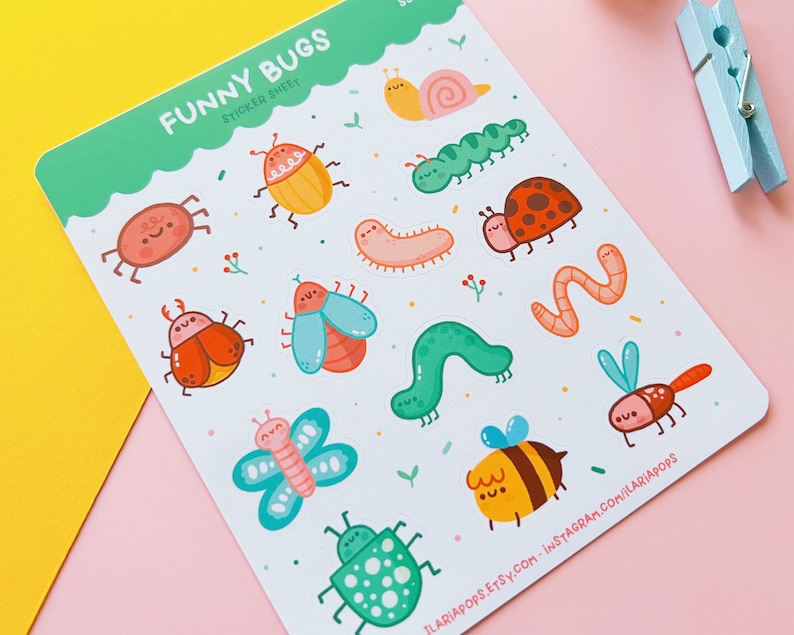 Bug Sticker Sheet, Kawaii Waterproof Vinyl Stickers - Etsy