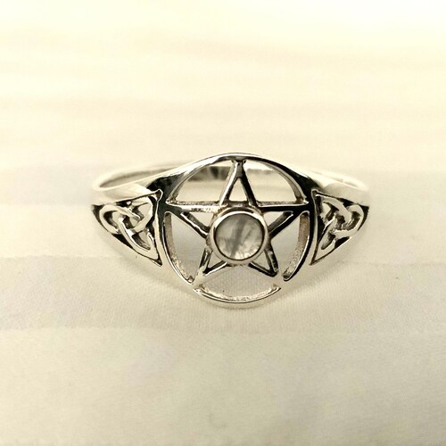 Handcast 925 Sterling Silver Pentacle Pentagram Moonstone | Etsy
