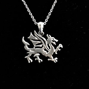 Large Handcast 925 Sterling Silver Welsh Dragon Pendant Free Chain - Etsy