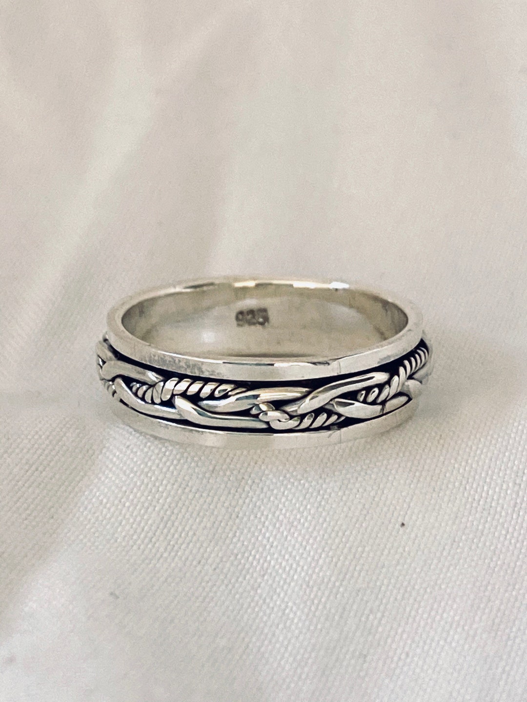 Handcast 925 Sterling Silver Irish Celtic Eternity Weave Spinner Spin ...