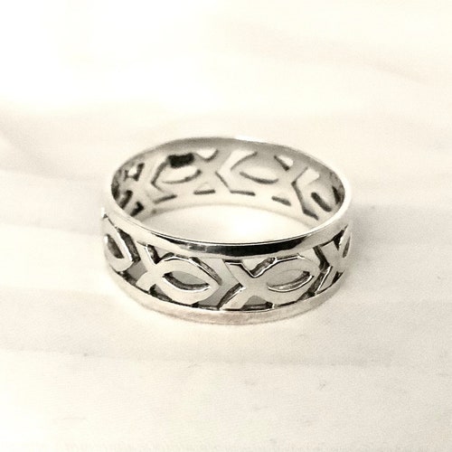 Sterling Silver Jesus Fish Ring Christian Fish Ring - Etsy
