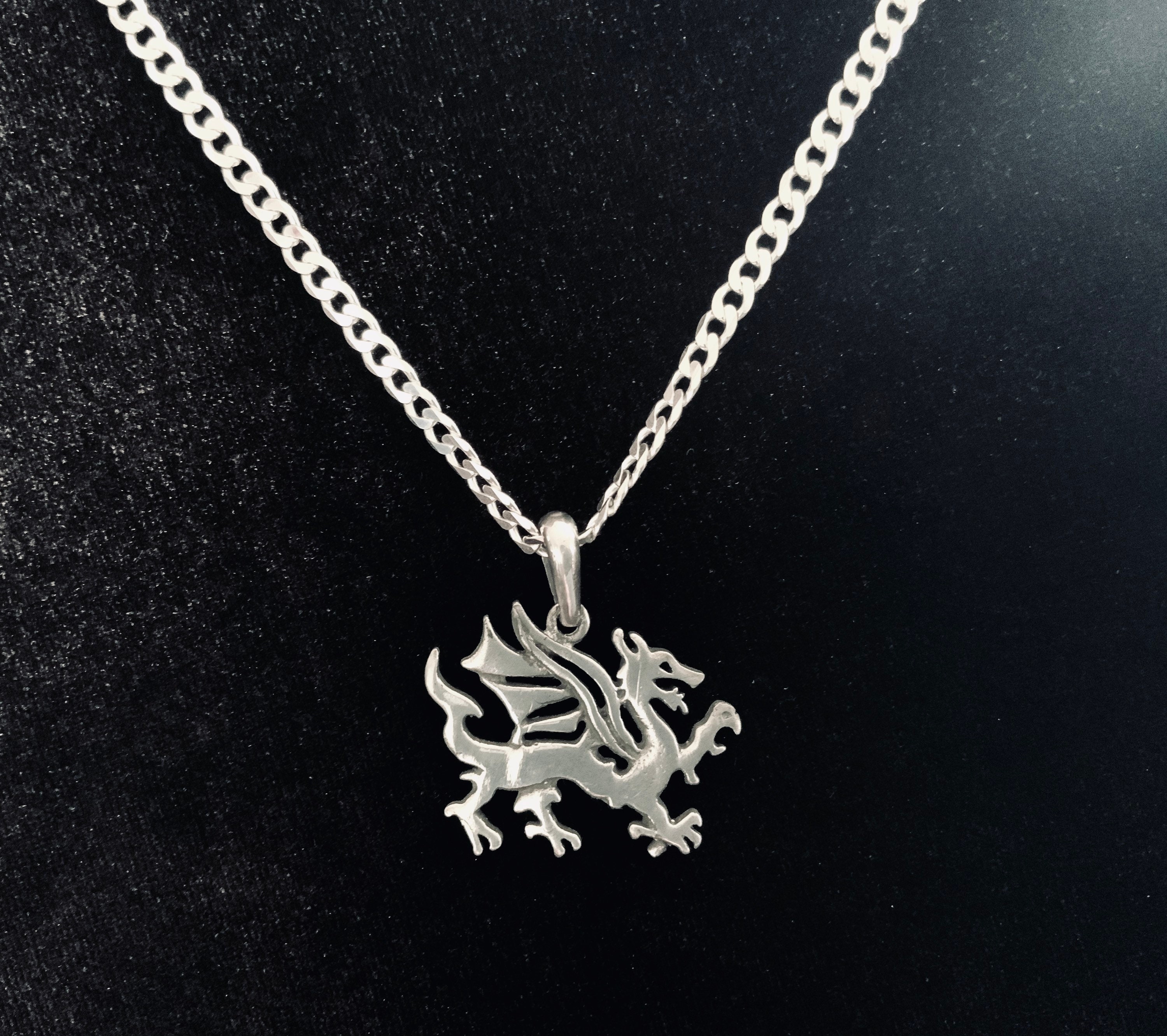 Large Handcast 925 Sterling Silver Welsh Dragon Pendant Free | Etsy