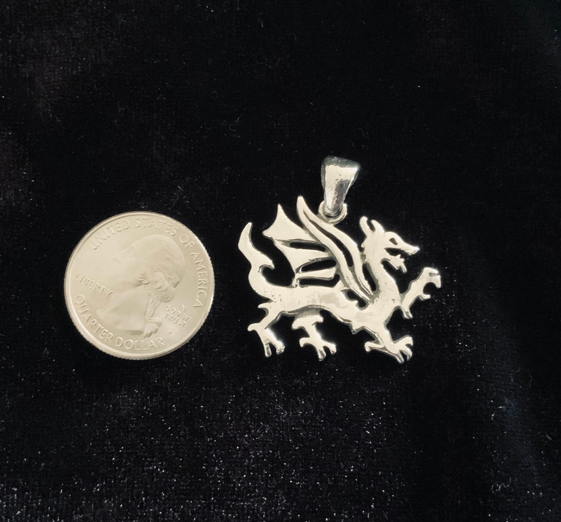 Large Handcast 925 Sterling Silver Welsh Dragon Pendant Free - Etsy