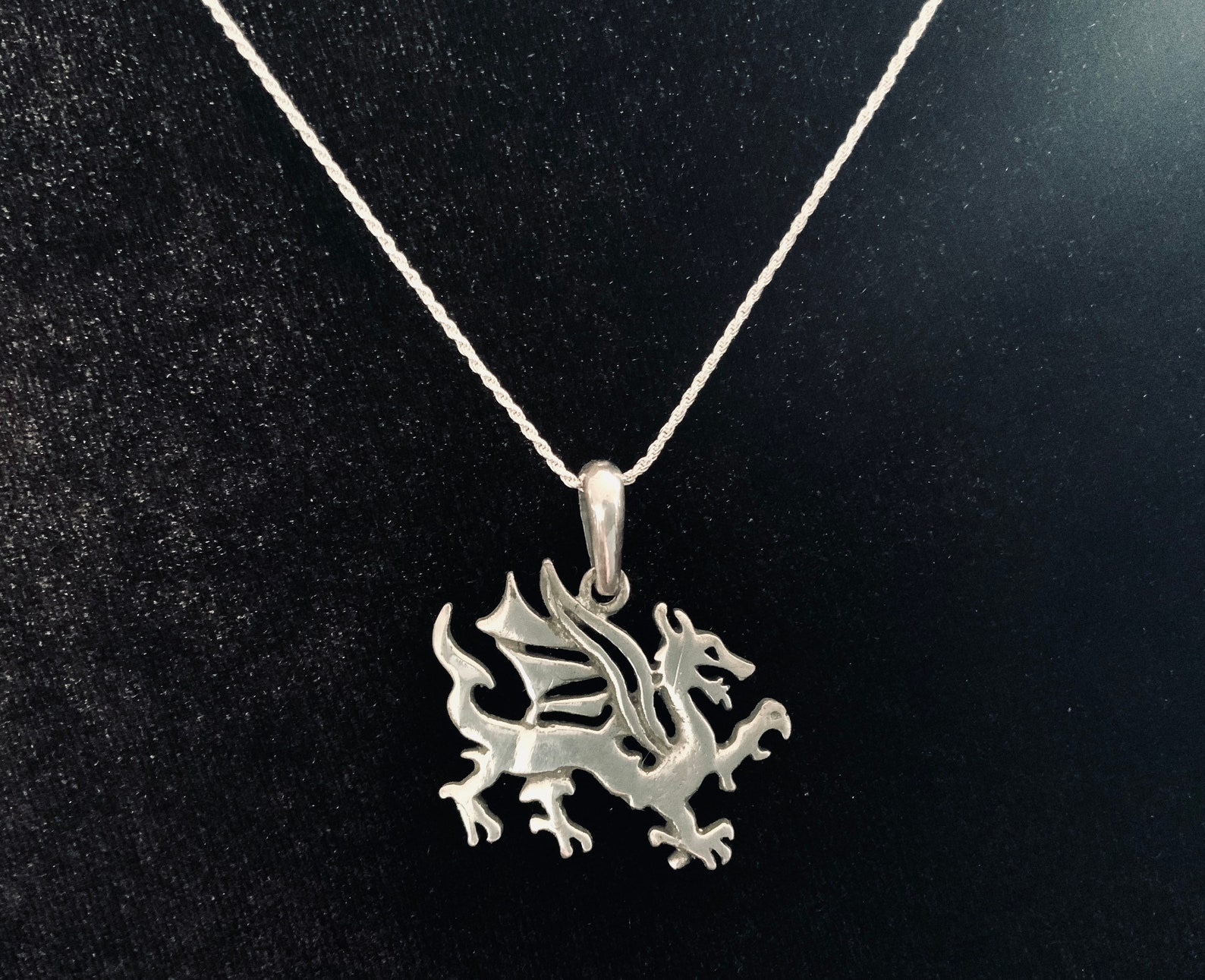 Large Handcast 925 Sterling Silver Welsh Dragon Pendant Free - Etsy