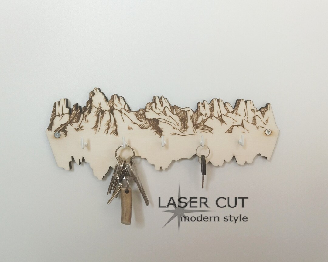 Wooden Wall Keychain With Mountains - Etsy