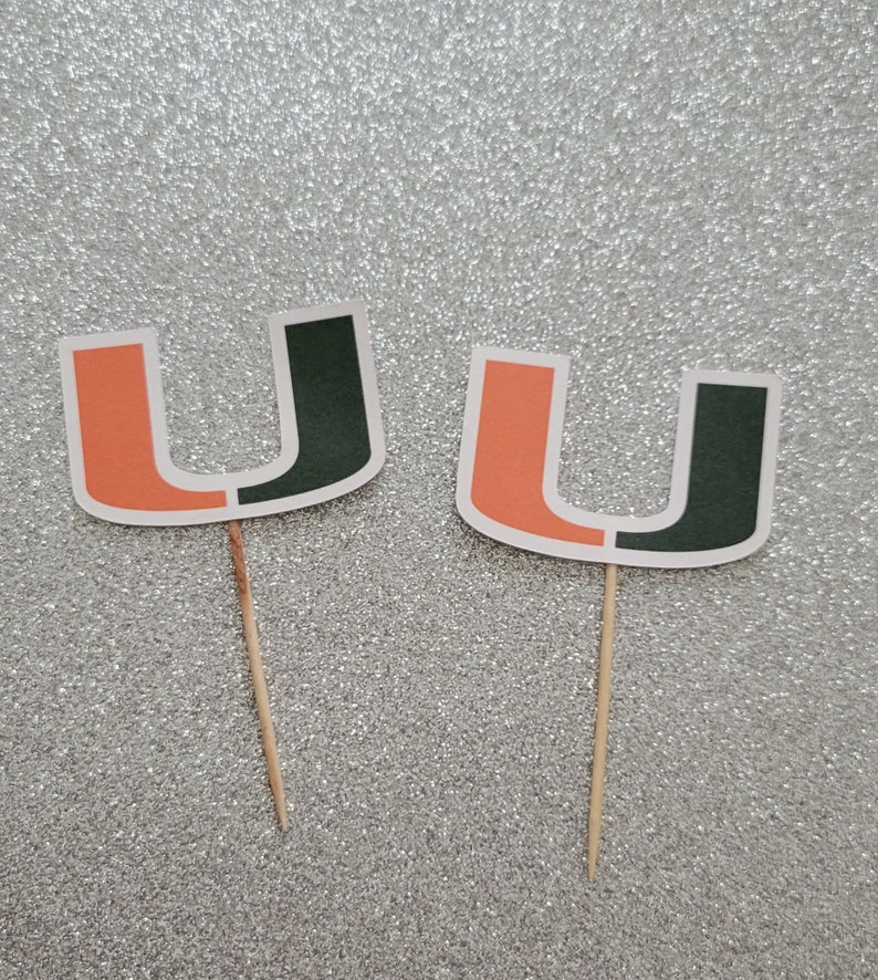 University of Miami Cupcake Toppers Set of 12. - Etsy