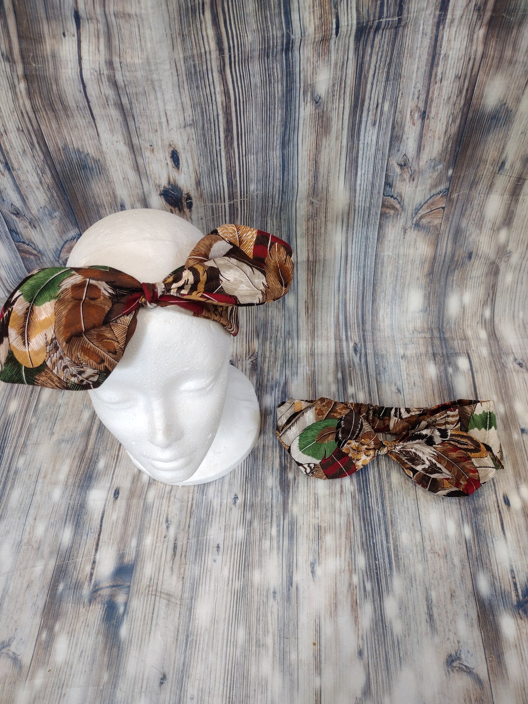 Retro MCM Hair Wrap Head Scarf 1940 1950s Knotted Boho Wide Headband ...