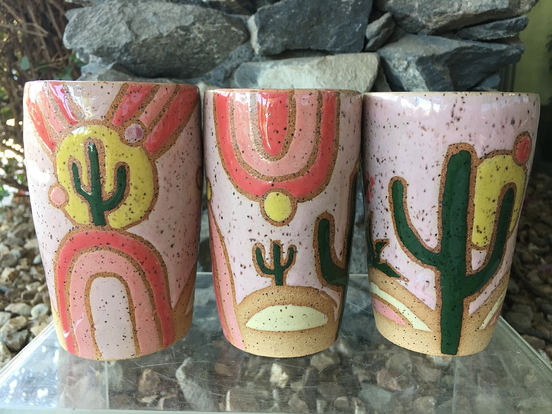 Handmade Ceramic Tumbler: Desert Cactus Pottery Cup - Etsy