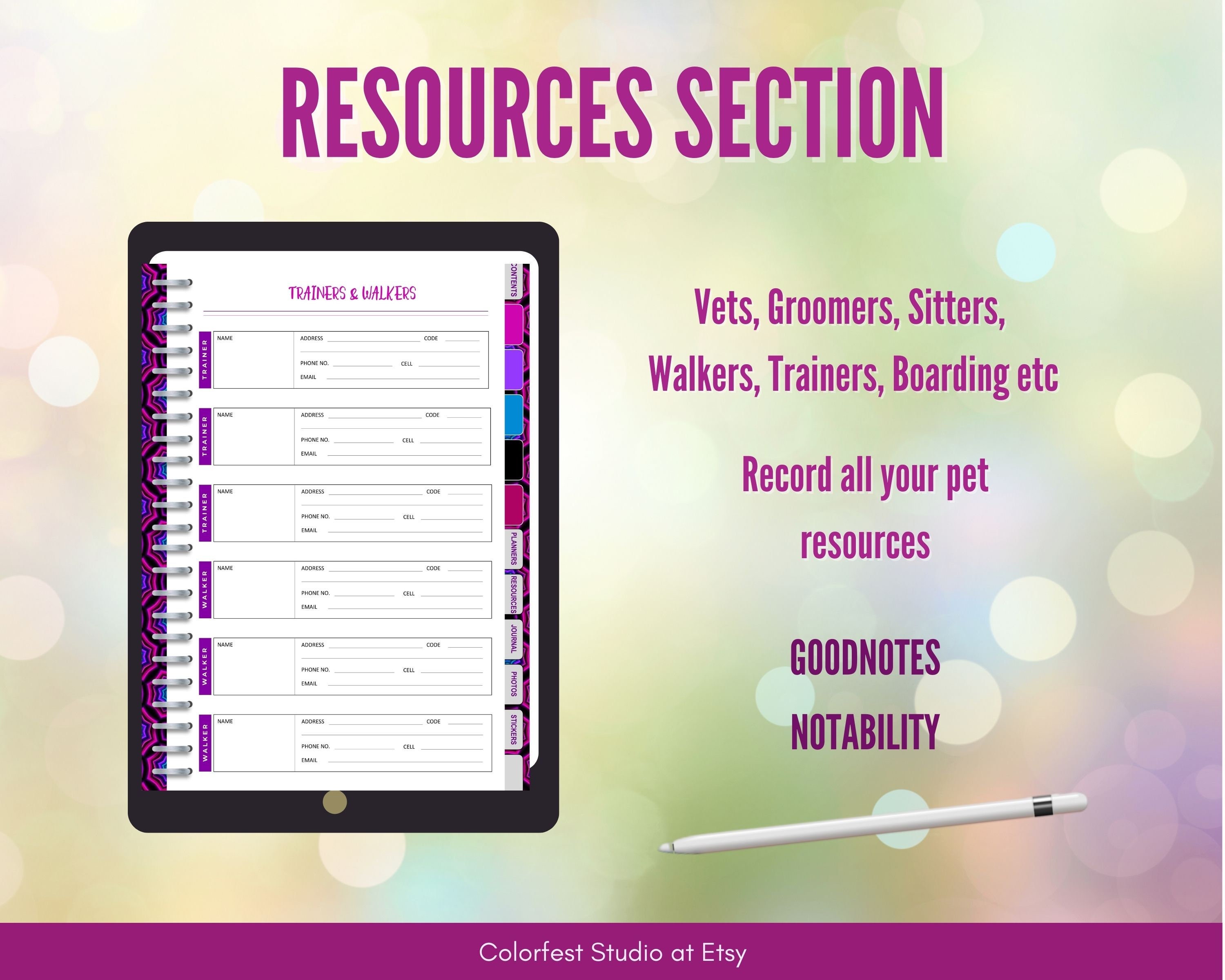 Digital Pet Health Planner Dog Cat Pet Wellness Journal - Etsy