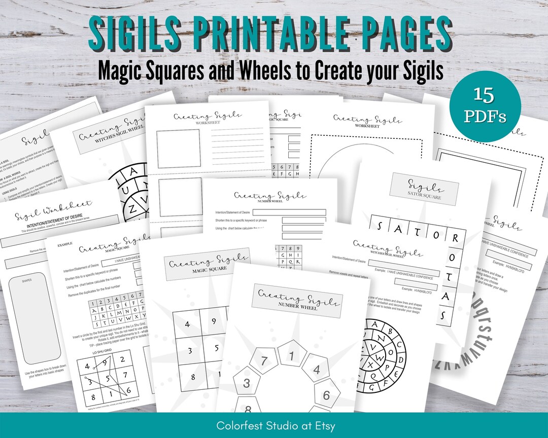 Sigil Wheels Squares & Templates. Printable Pages to Create - Etsy