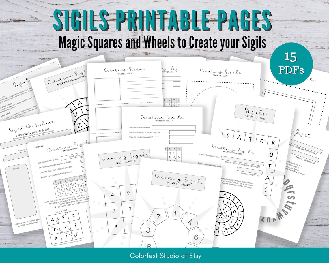 Sigil Wheels Squares & Templates. Printable Pages to Create - Etsy