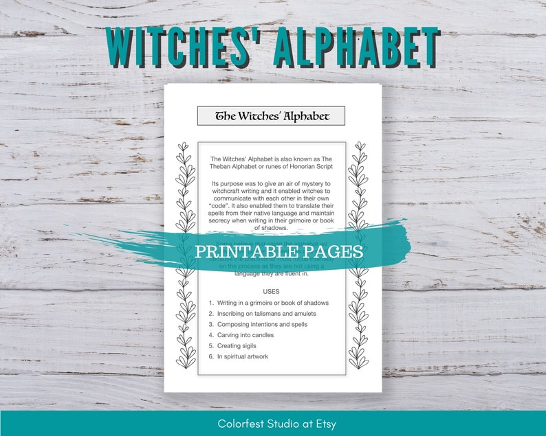 Witches Alphabet Theban Script Pack. Printable Pages for Grimoire and ...