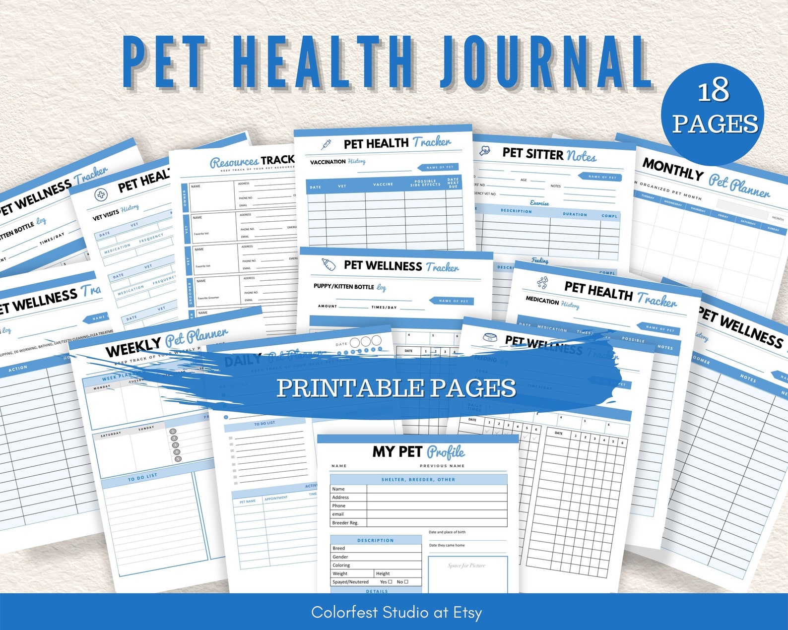 Pet Health Journal Printable Pages. Veterinarian Visit Trackers ...