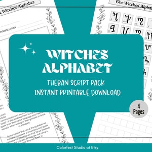 Witches Alphabet Theban Script Pack. Printable Pages for - Etsy