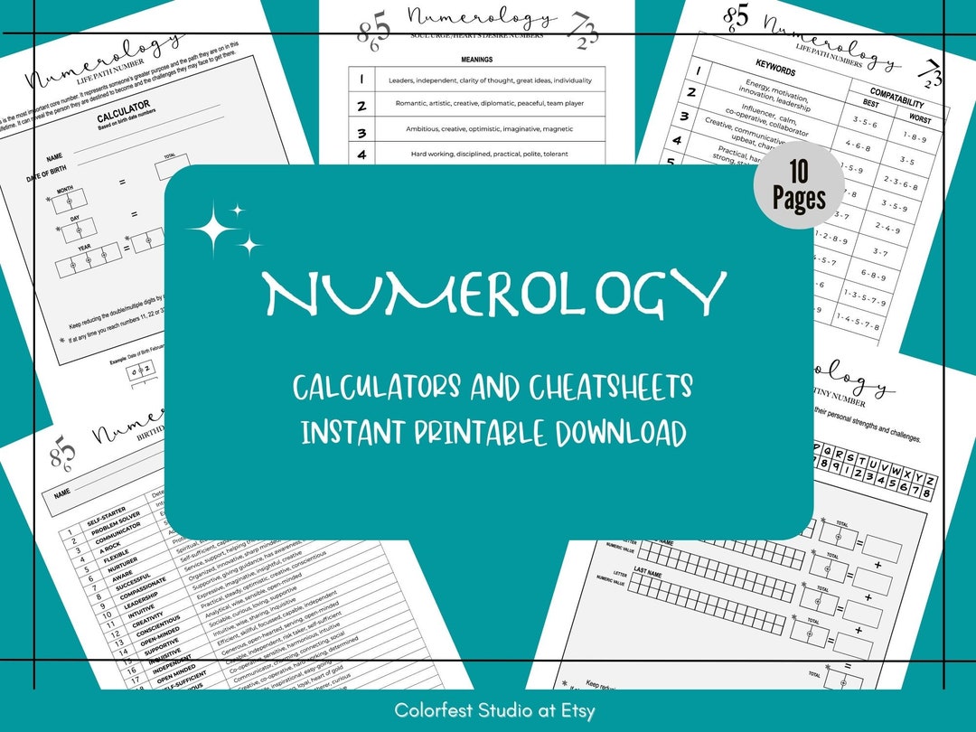 Numerology Charts Printable Pages for Grimoire Book of Shadows ...