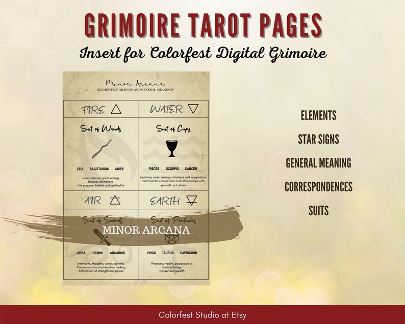 Tarot Journal Pages. Insert for Colorfest Digital Grimoire Book of ...