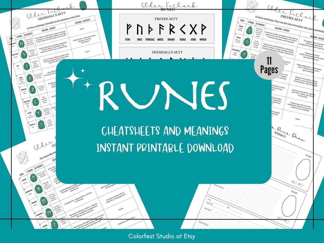 Runes Journal Printable Pages for Grimoire and Book of Shadows. Runes ...