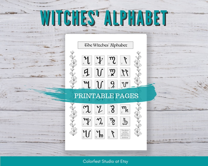 Witches Alphabet Theban Script Pack. Printable Pages for Grimoire and ...