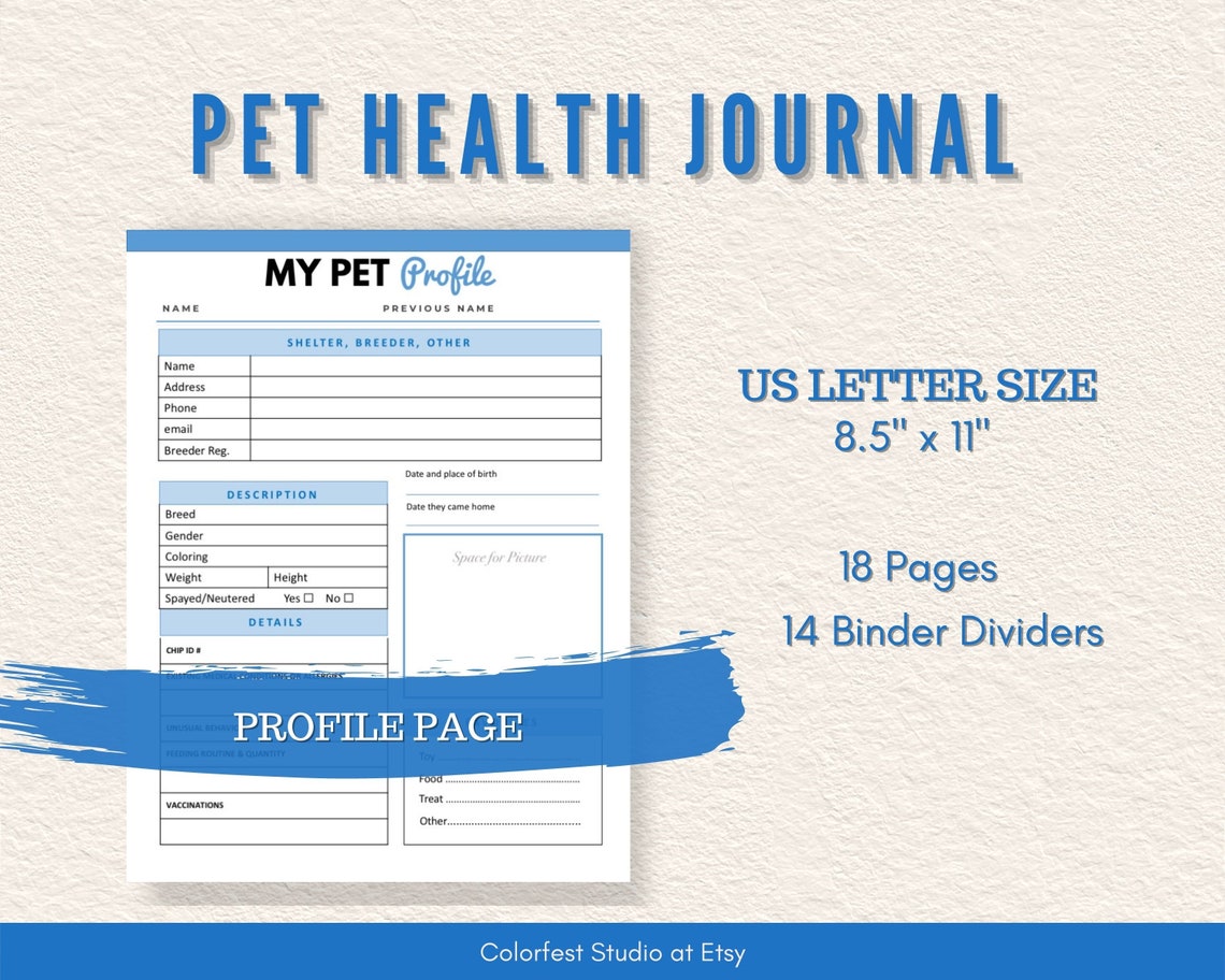 Pet Health Journal Printable Pages. Veterinarian Visit Trackers ...