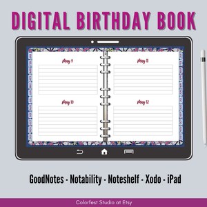 Digital Birthday Tracker & Calendar With Tabs. Anniversary Planner Date ...