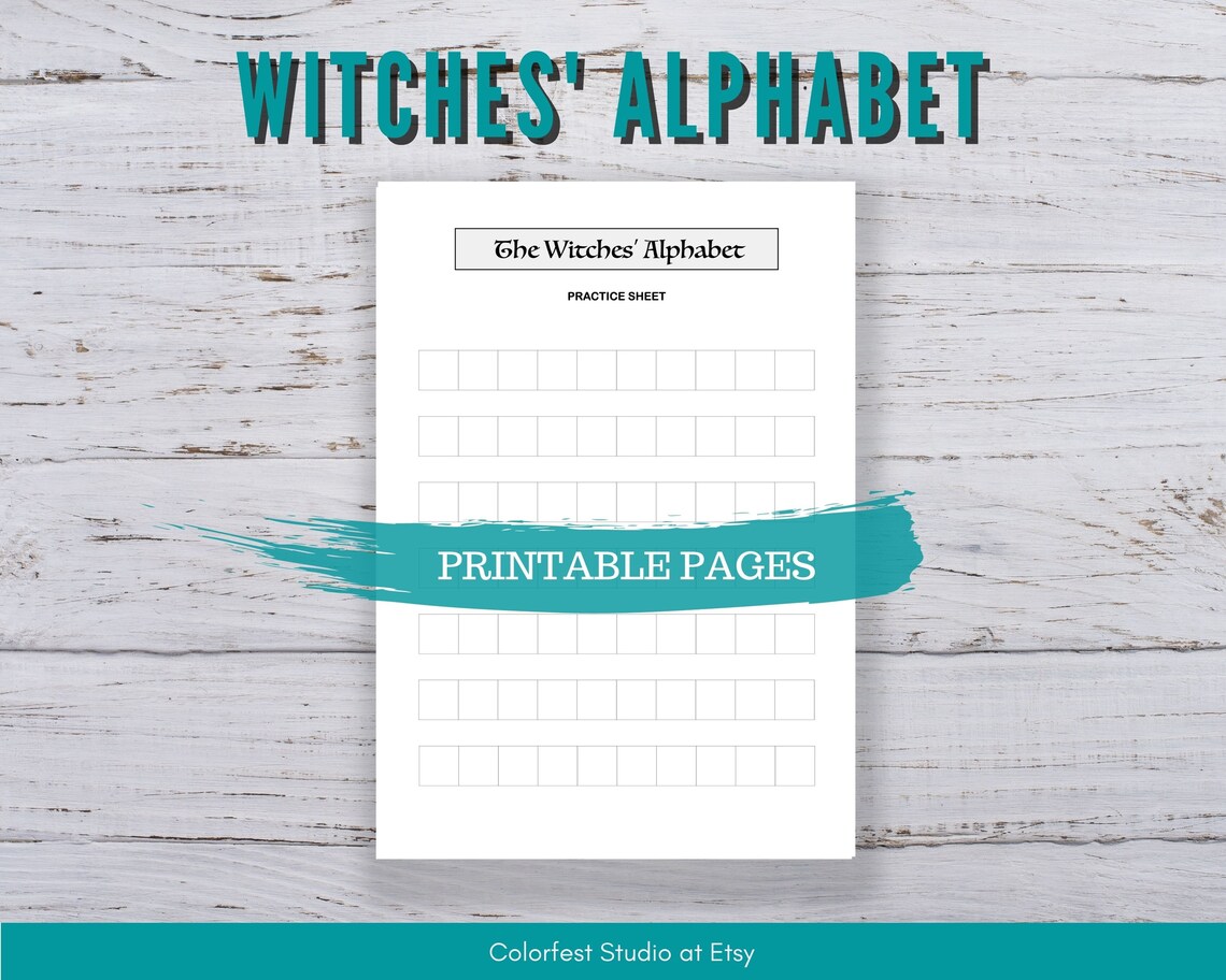Witches Alphabet Theban Script Pack. Printable Pages for - Etsy