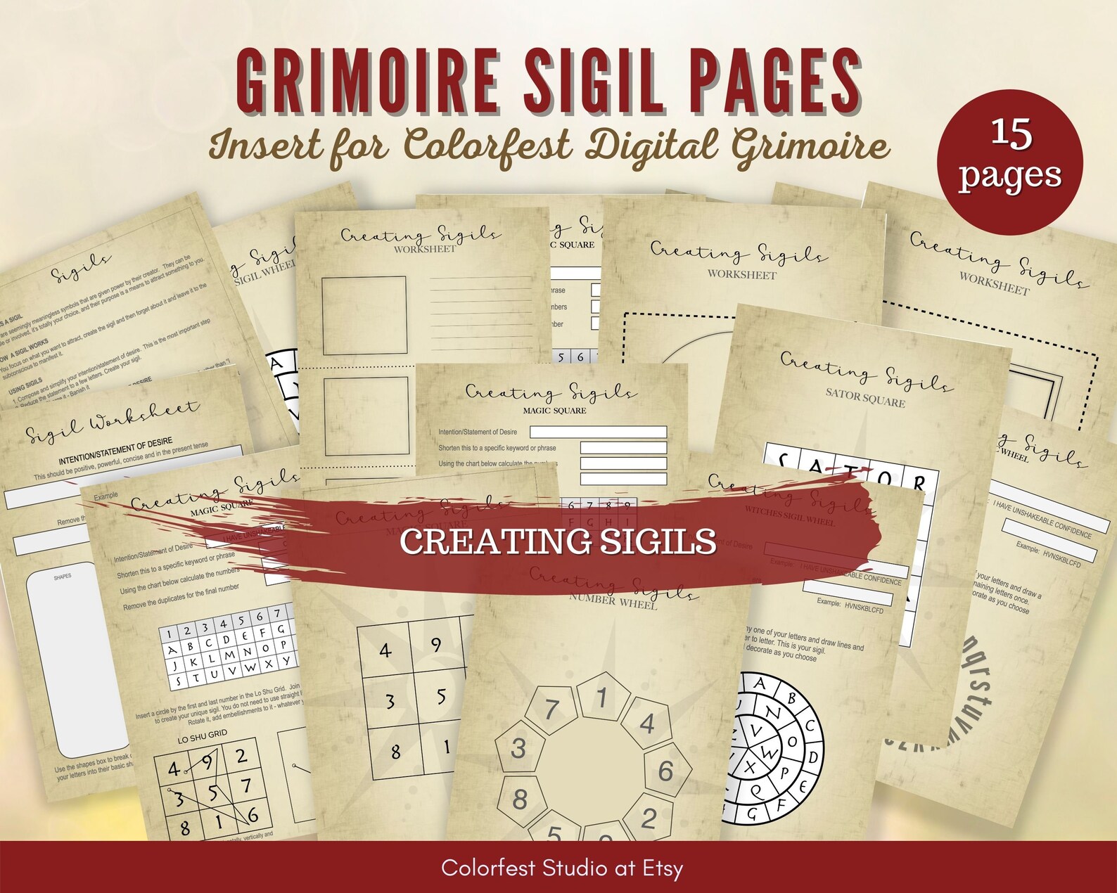 Sigil Insert for Colorfest Digital Grimoire. Sigil Wheels, Squares ...