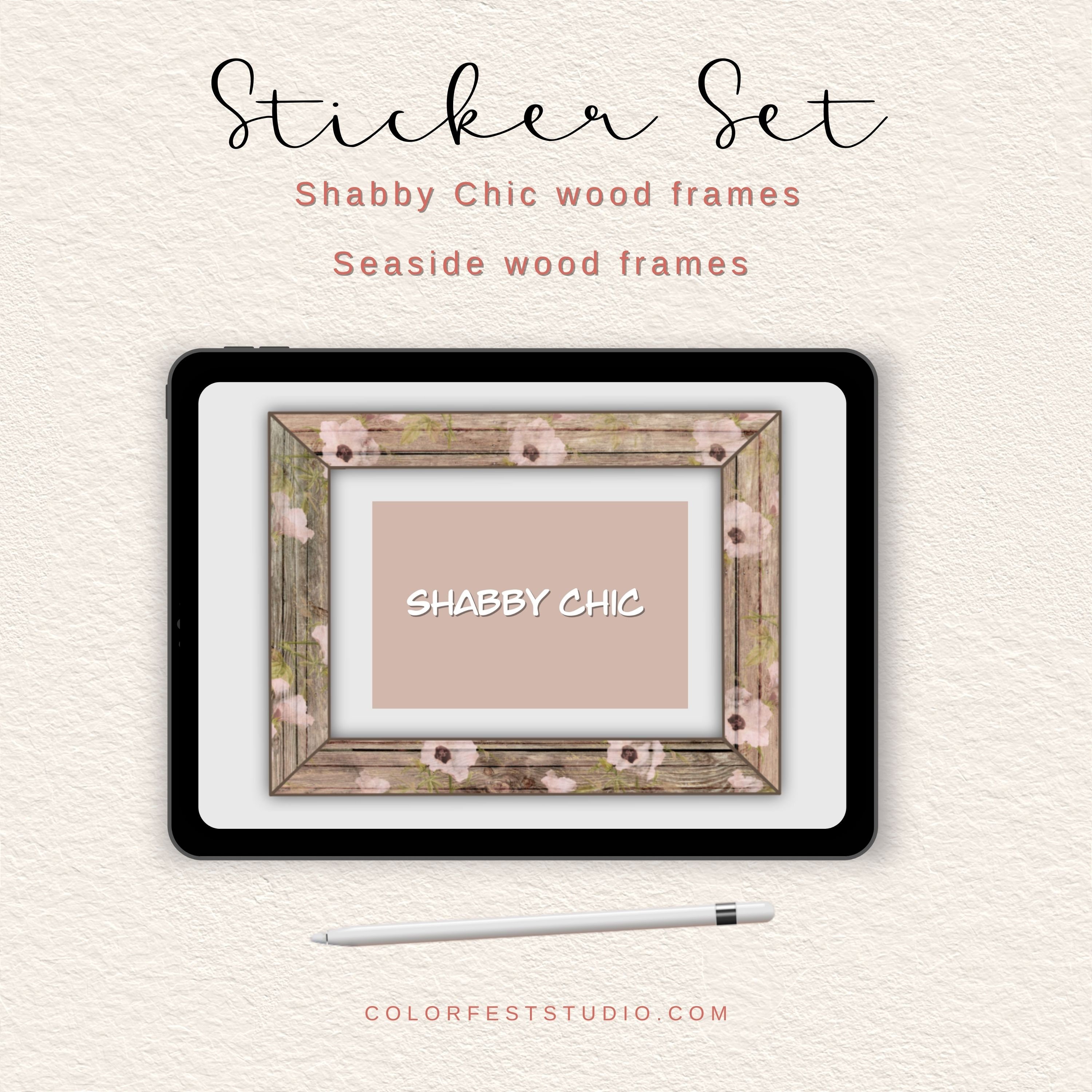 Digital Sticker Set. 130 Unique Pre-cropped Wood Picture Frame Stickers ...