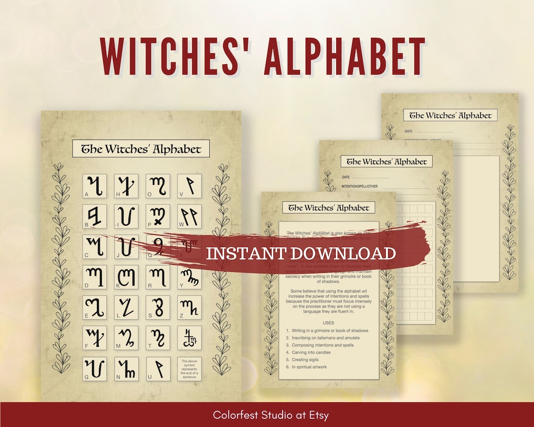 Witches Alphabet Theban Script Pack. Insert No. 9 for the - Etsy