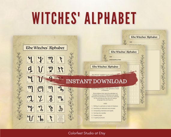 Witches Alphabet Theban Script Pack. Insert No. 9 for the - Etsy