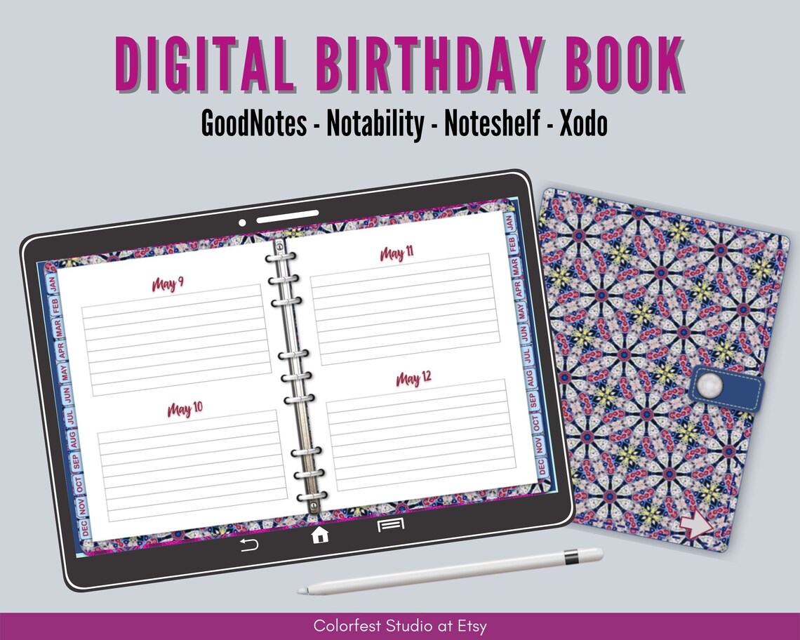 Digital Birthday Tracker & Calendar With Tabs. Anniversary Planner Date ...