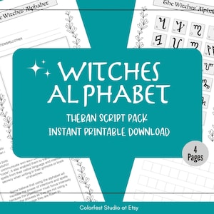 Witches Alphabet Theban Script Pack. Printable Pages for Grimoire and ...
