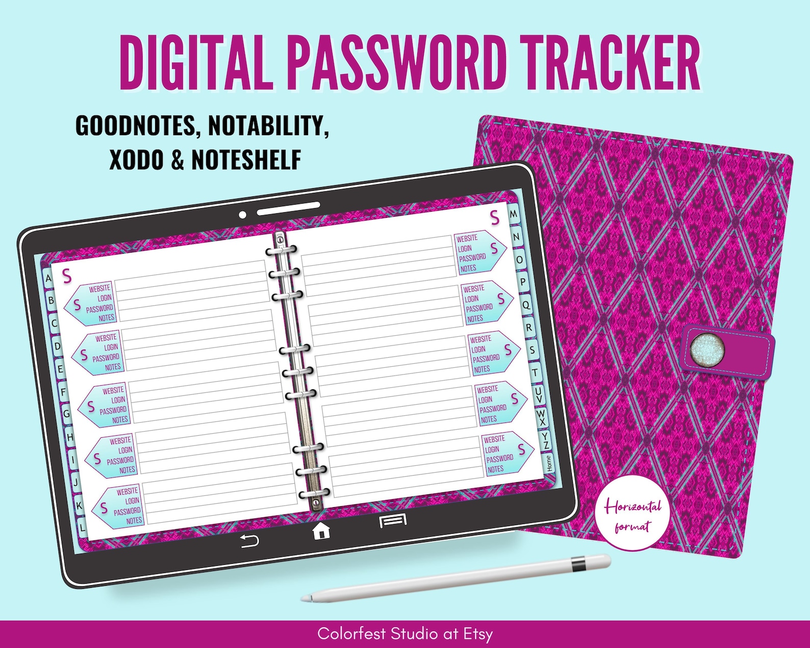 Digital Password Tracker, Password Keeper Log With Hyperlinked Tabs for ...