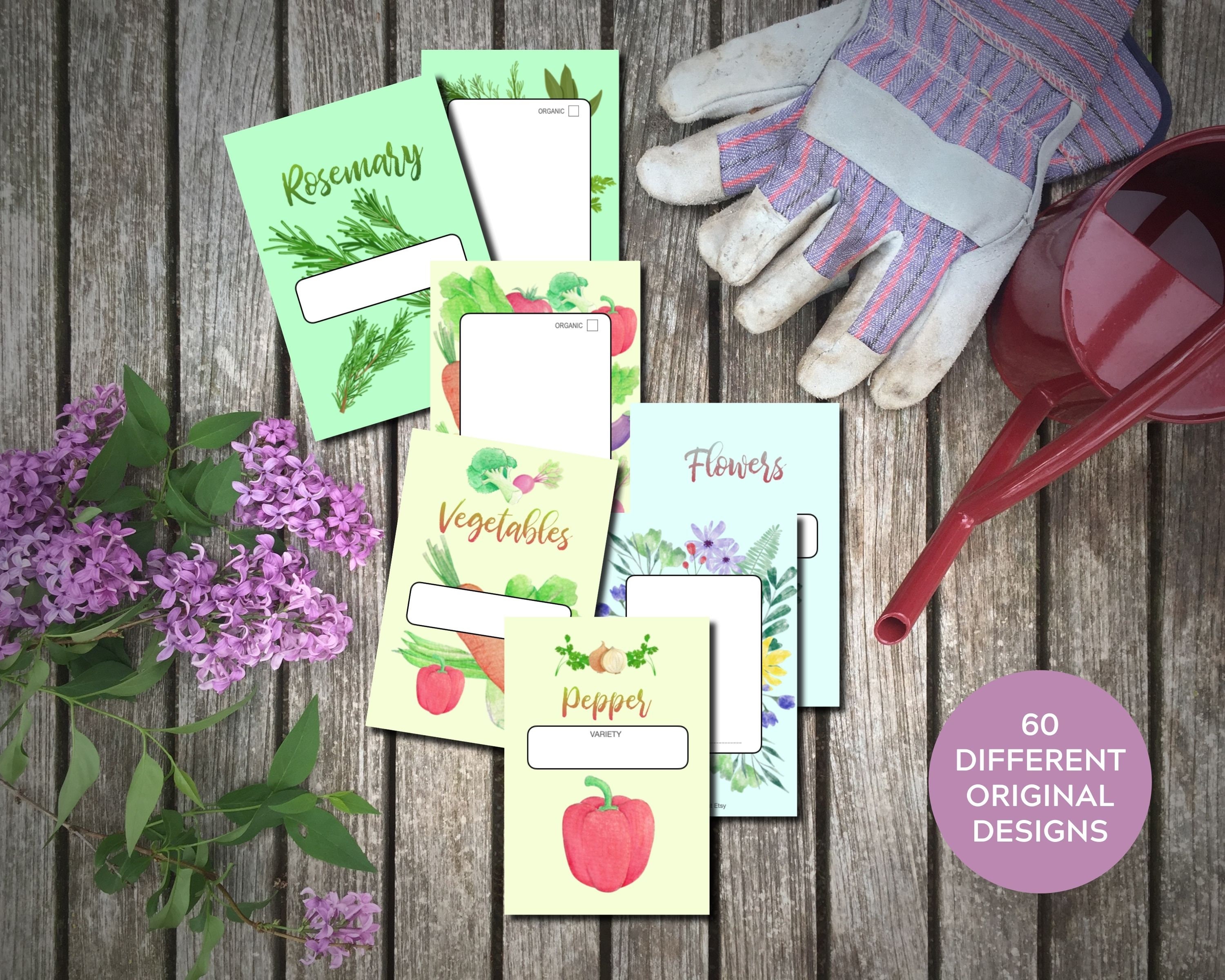 Printable Seed Packets for Vegetables, Herbs, Flowers - 60 Different ...
