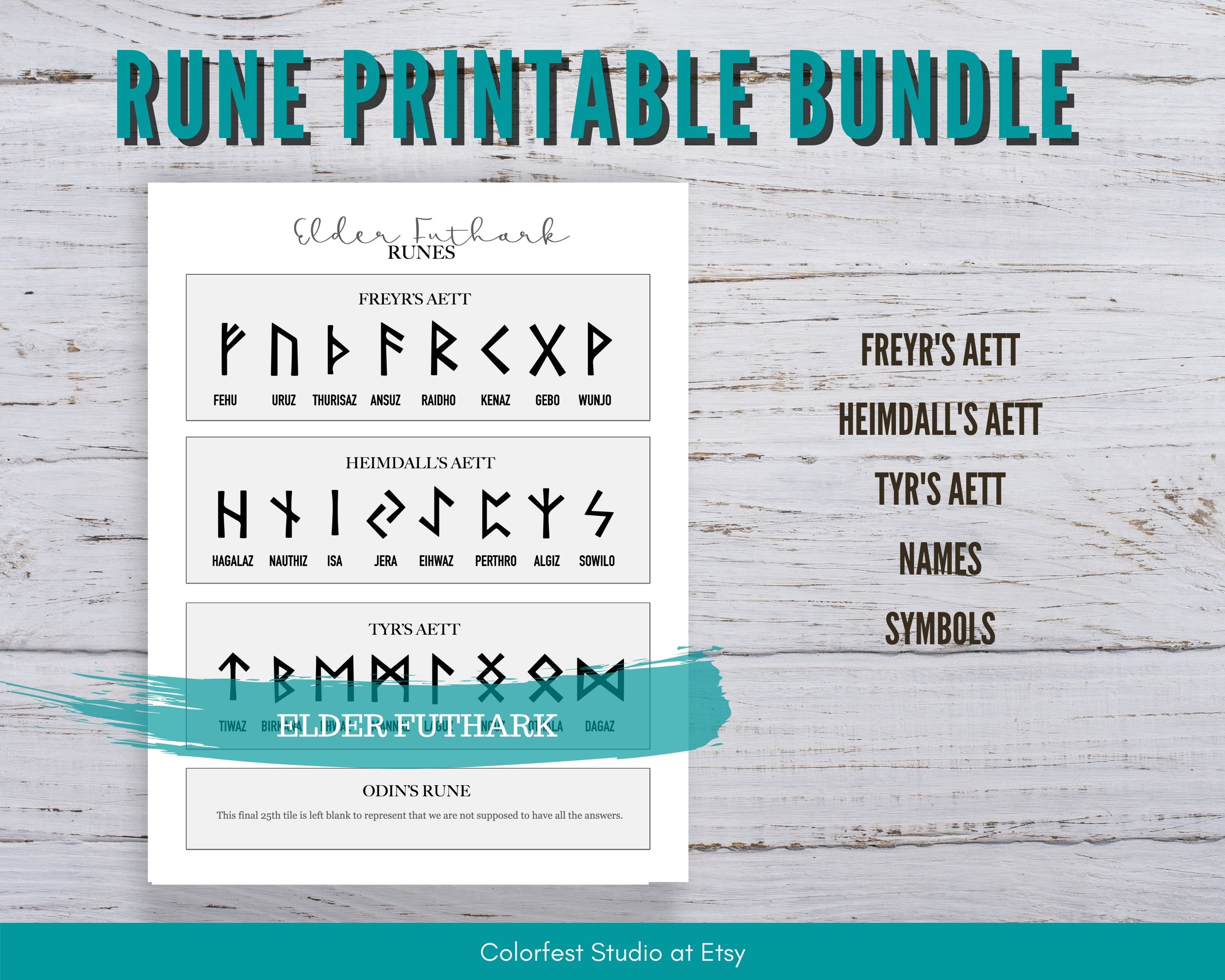 Runes Journal Printable Pages for Grimoire and Book of Shadows. Runes ...