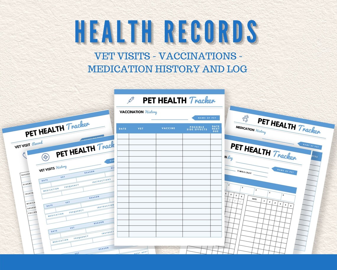 Pet Health Journal Printable Pages. Veterinarian Visit Trackers ...