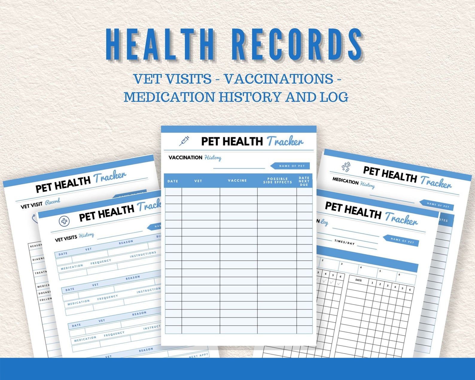 Pet Health Journal Printable Pages. Veterinarian Visit Trackers ...