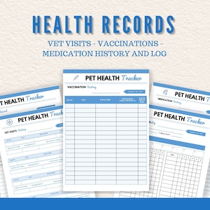 Pet Health Journal Printable Pages. Veterinarian Visit Trackers ...