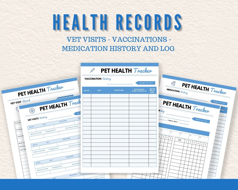 Pet Health Journal Printable Pages. Veterinarian Visit Trackers ...