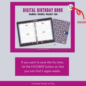 Digital Birthday Tracker & Calendar With Tabs. Anniversary Planner Date ...