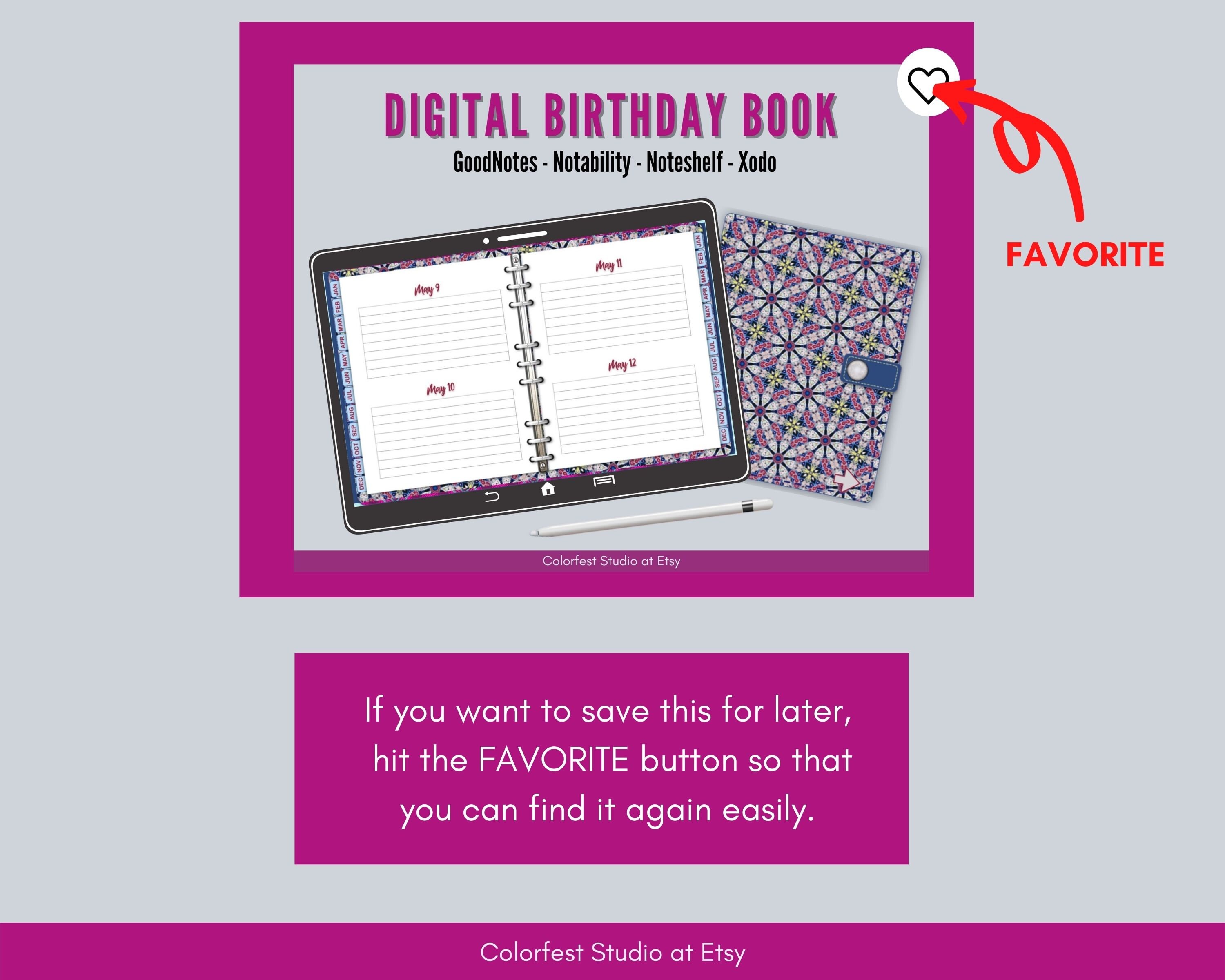Digital Birthday Tracker & Calendar With Tabs. Anniversary Planner Date ...