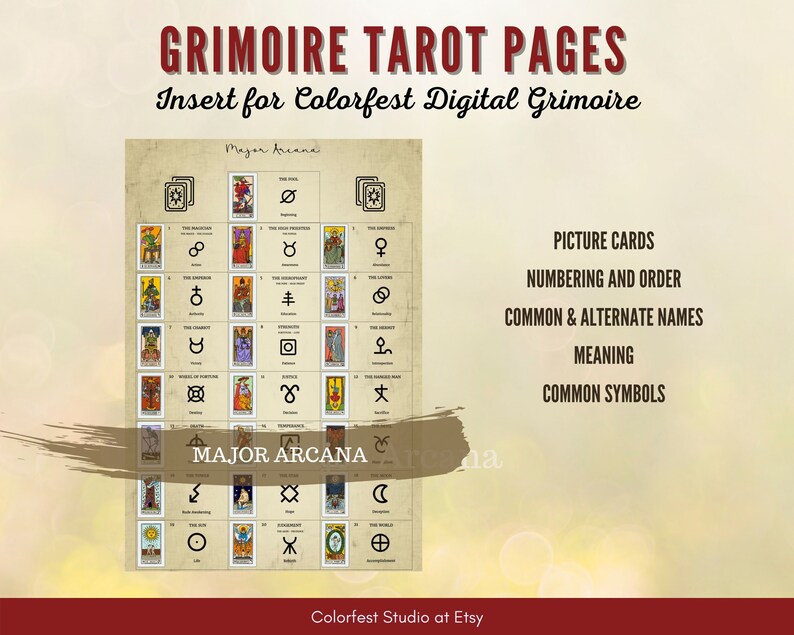 Tarot Journal Pages. Insert for Colorfest Digital Grimoire Book of ...